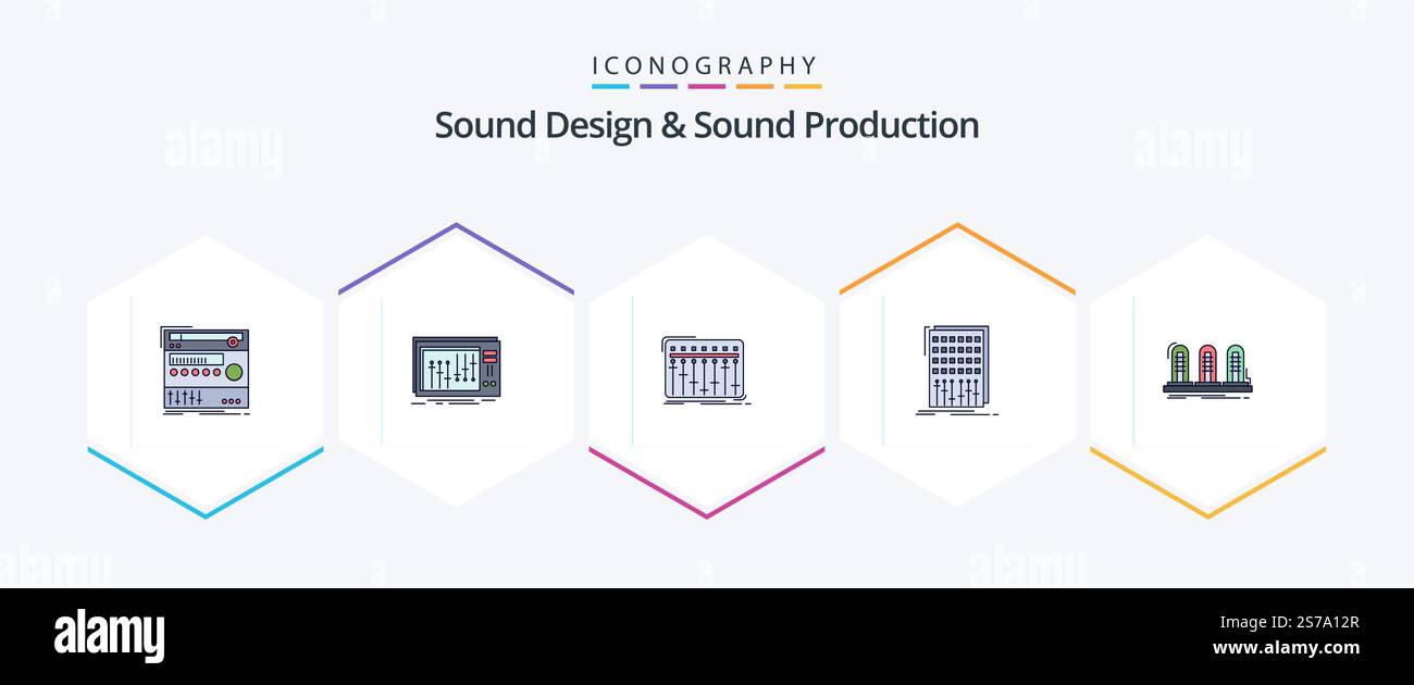 Sound Design And Sound Production 25 FilledLine icon pack including ...