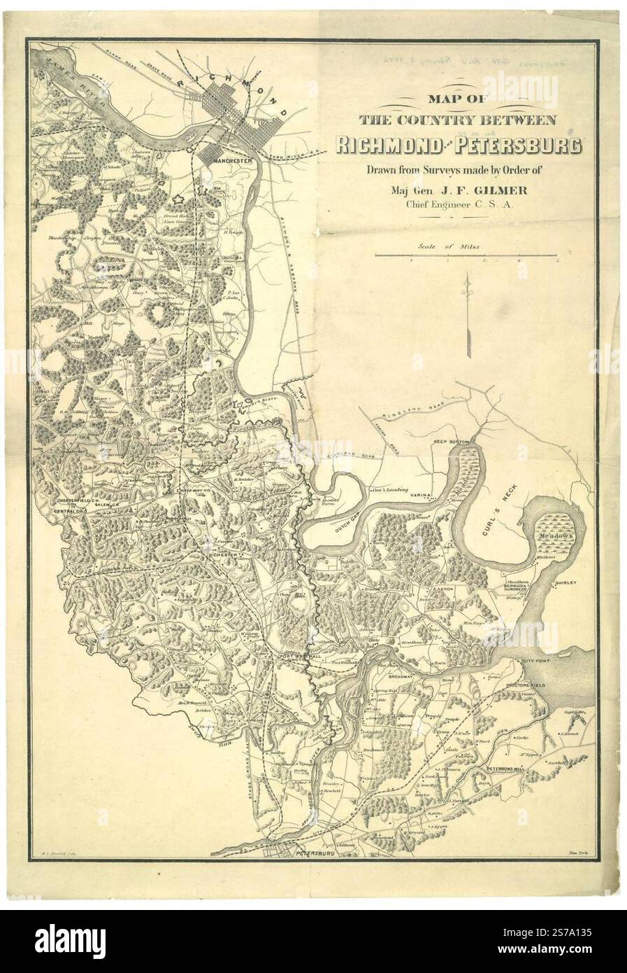 Map of the country between Richmond and Petersburg 1864 by Gilmer ...