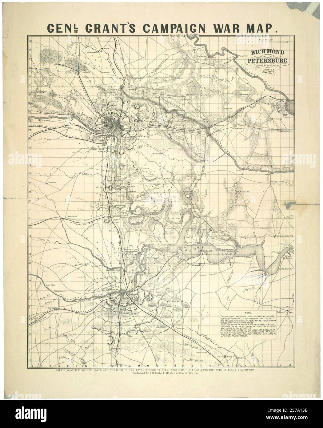 Richmond, Petersburg, and vicinity Genl. Grant's campaign war map 1864 ...