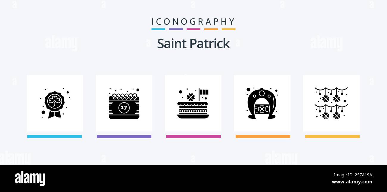Saint Patrick Glyph 5 Icon Pack Including fortune. day. festival ...