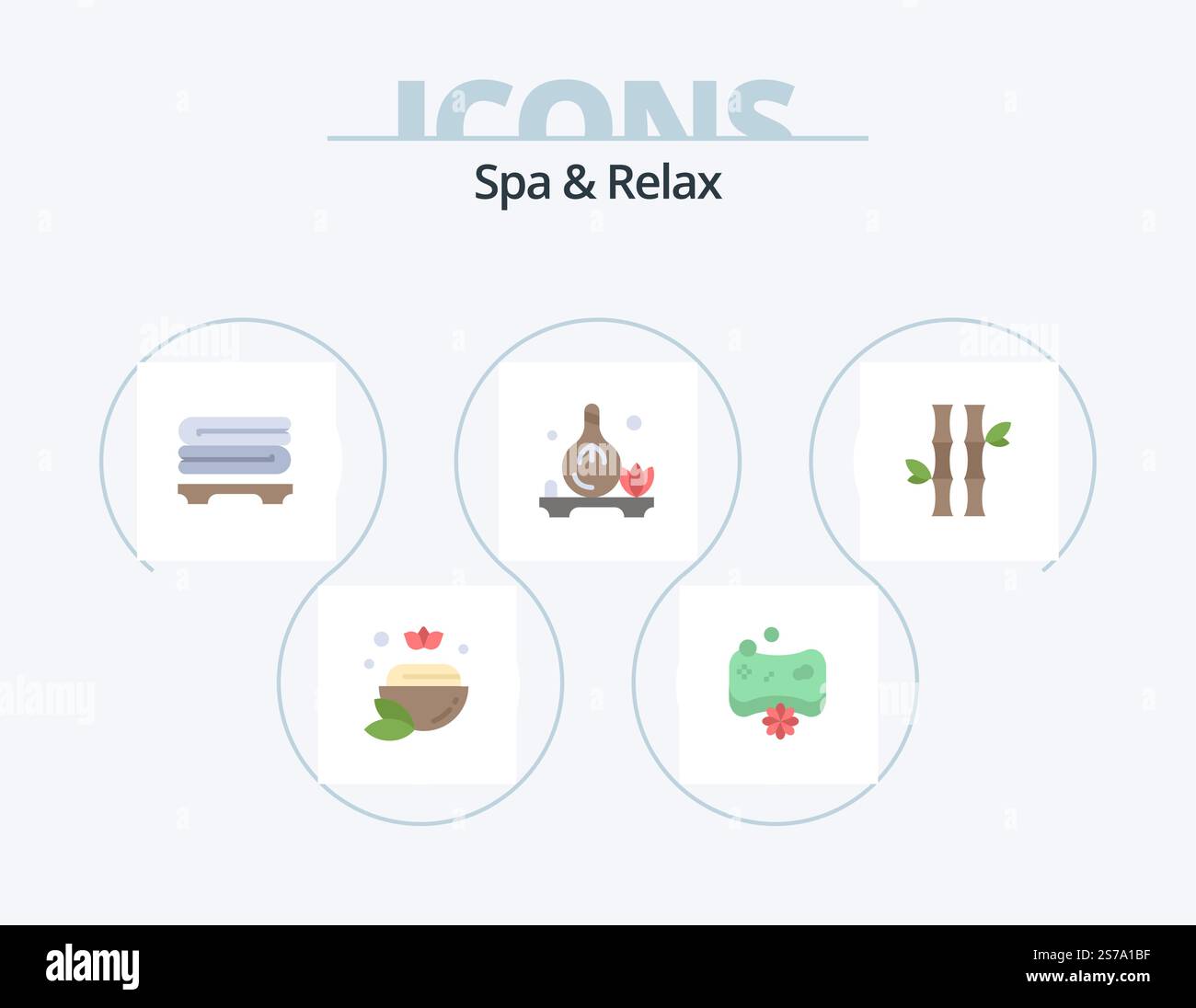 Spa And Relax Flat Icon Pack 5 Icon Design. green. bamboo. spa. aroma ...