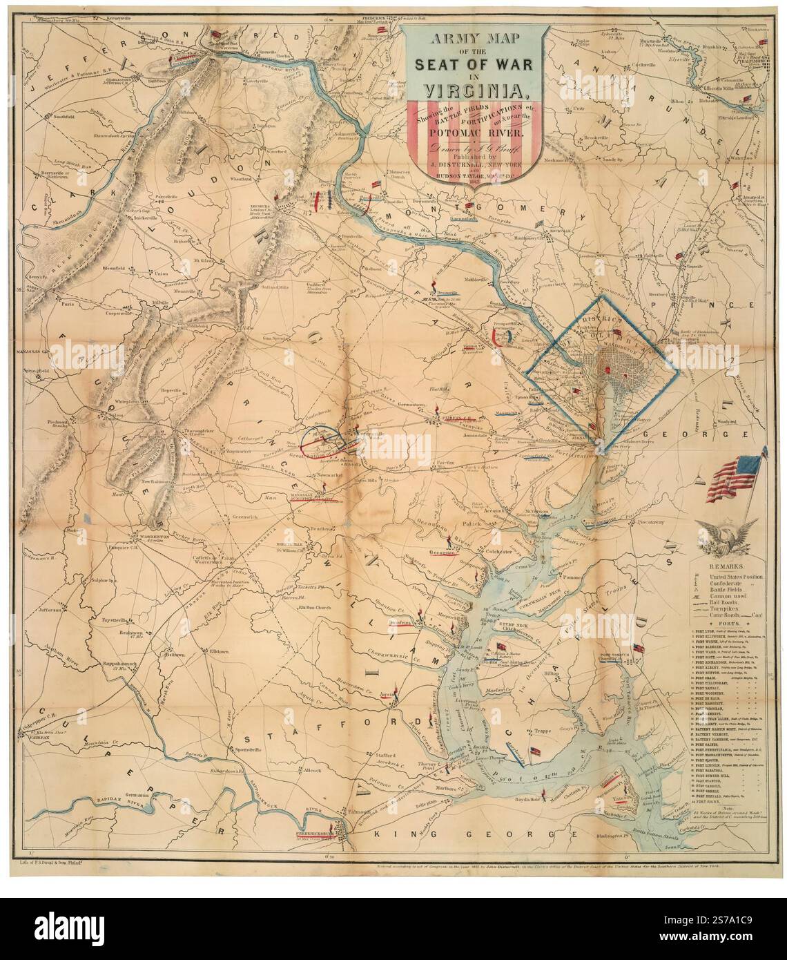 Army map of the seat of war in Virginia : showing the battle fields ...