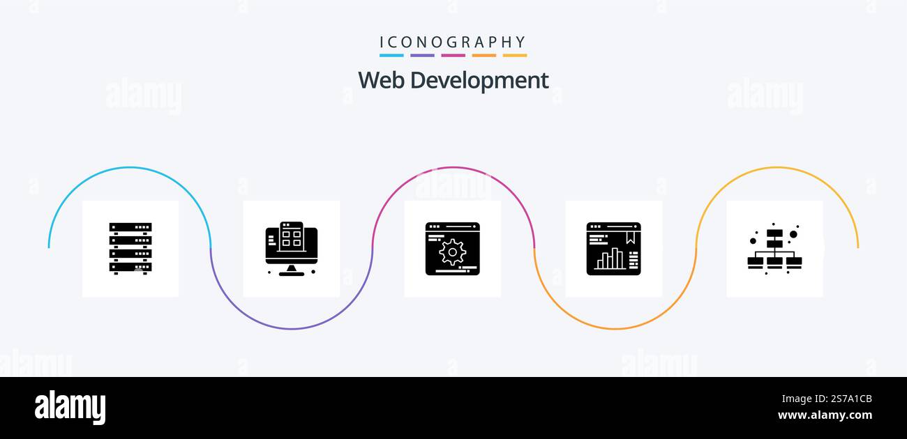 Web Development Glyph 5 Icon Pack Including business. graph. app. data ...