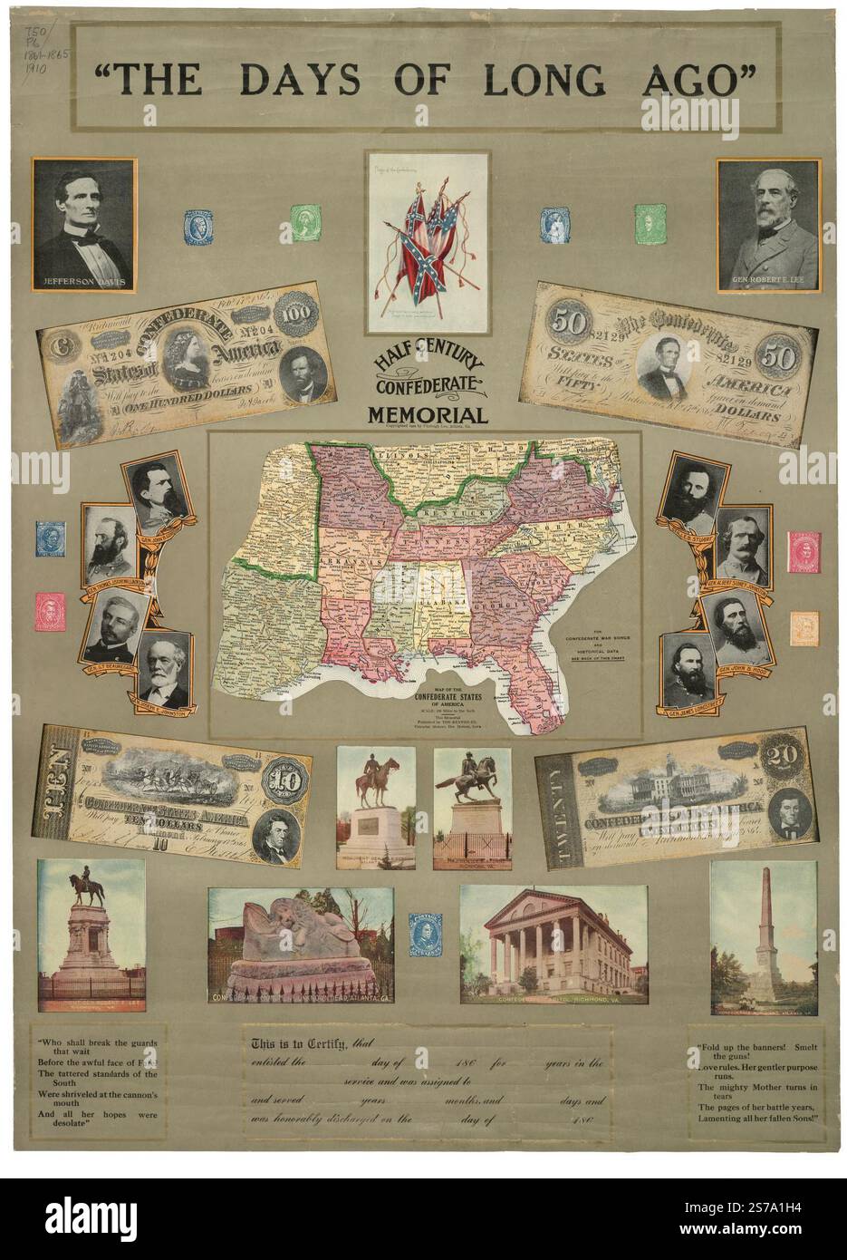Map of the Confederate States of America. 1910 by Lee Fitzhugh Stock ...