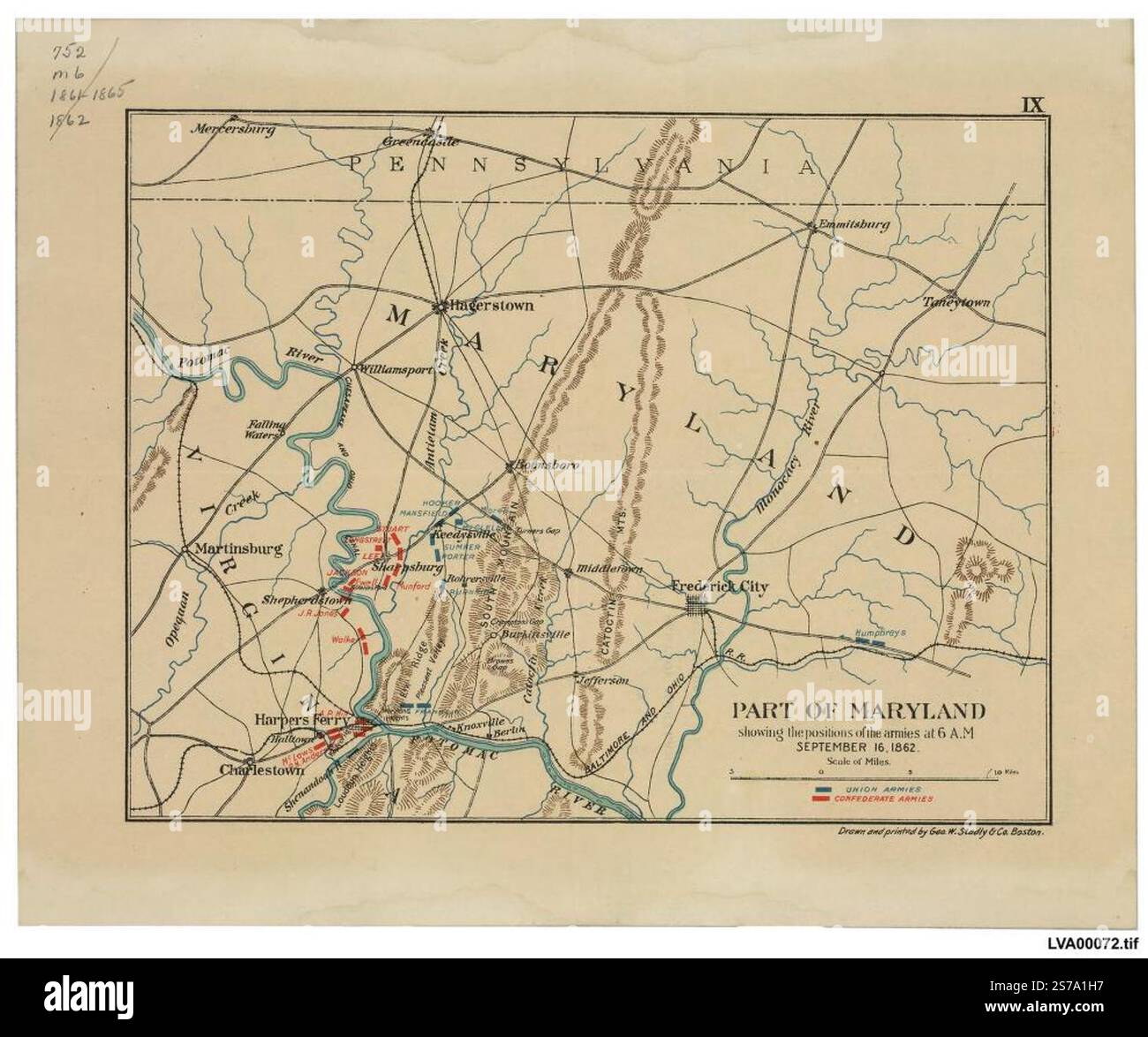 Part of Maryland : showing the positions of the armies at 6 a.m ...