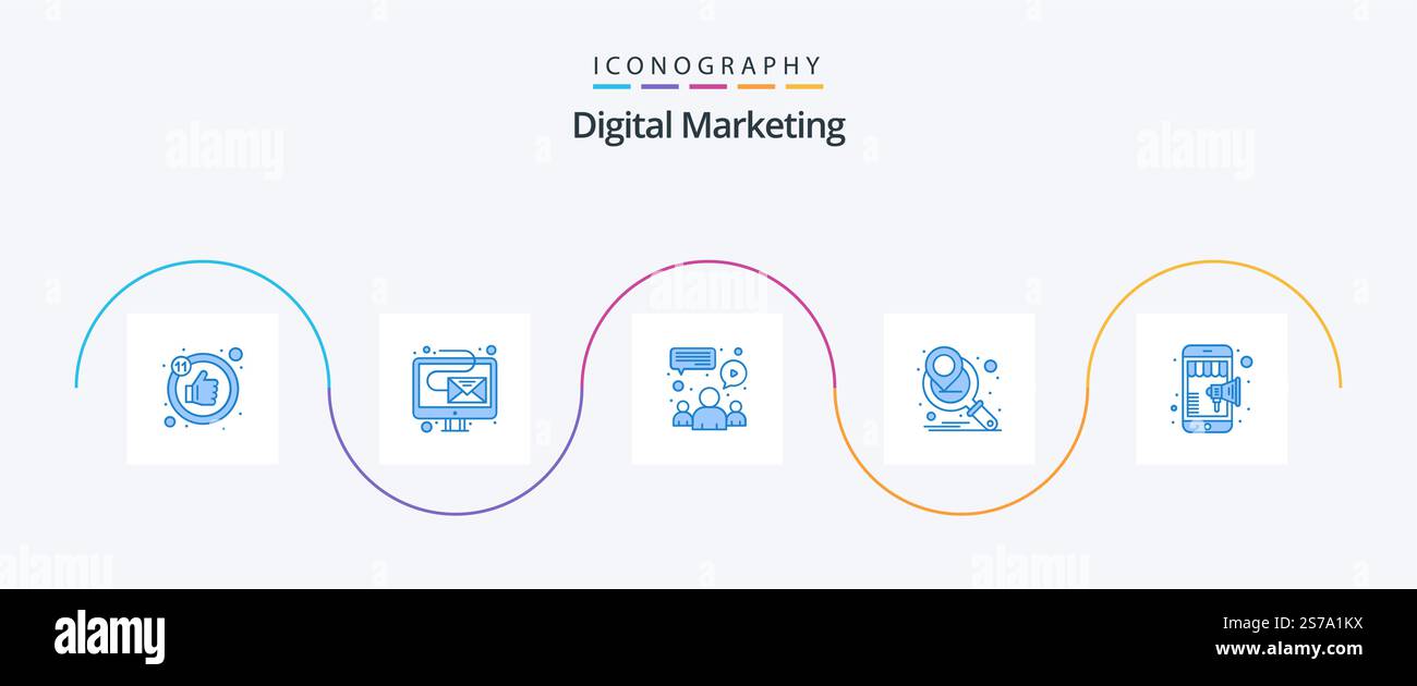 Digital Marketing Blue 5 Icon Pack Including mobile marketing. shop ...