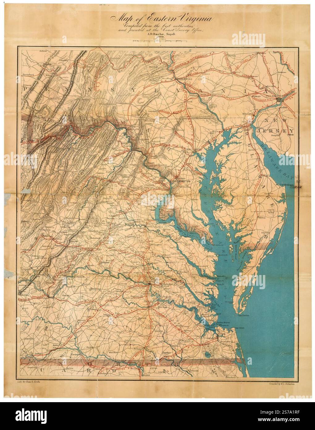 Map of eastern Virginia, 1862 1862 by Nicholson W. L., Bache A. D ...