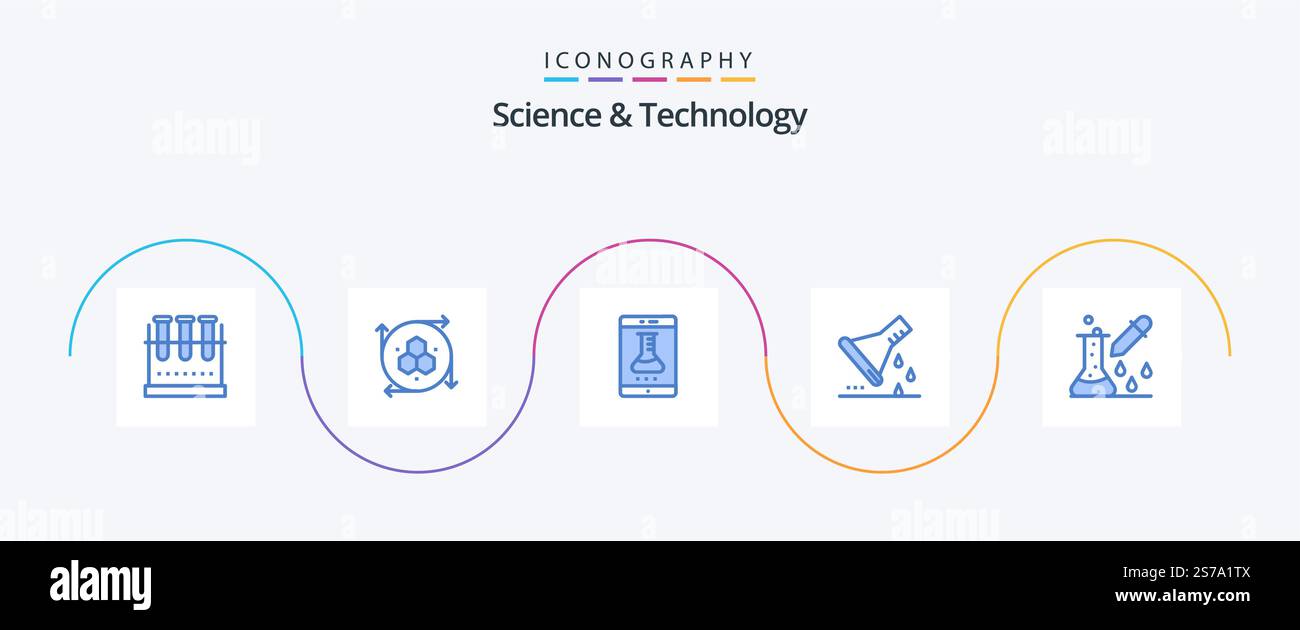 Science And Technology Blue 5 Icon Pack Including sample flask ...