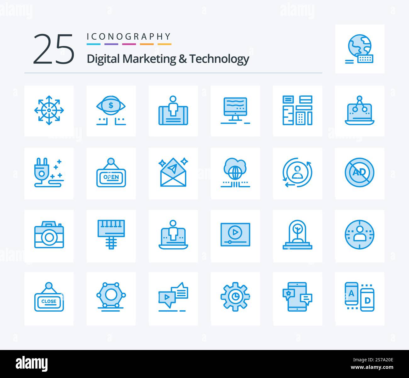 Digital Marketing And Technology 25 Blue Color icon pack including content. marketing. digital ...