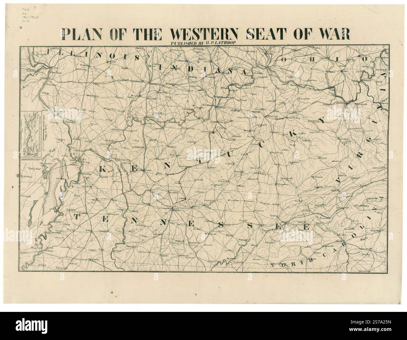 Plan of the western seat of war 1861 by Lathrop H. P., J. Manouvrier ...