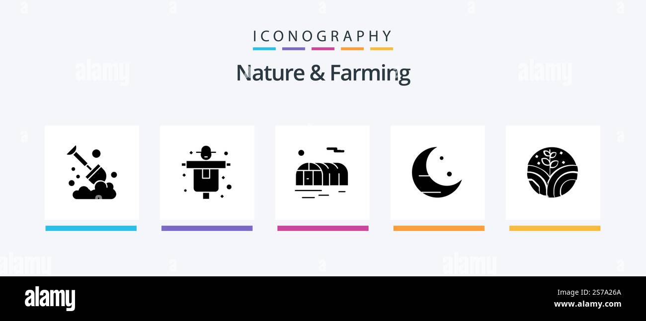 Nature And Farming Glyph 5 Icon Pack Including . plant. farming ...