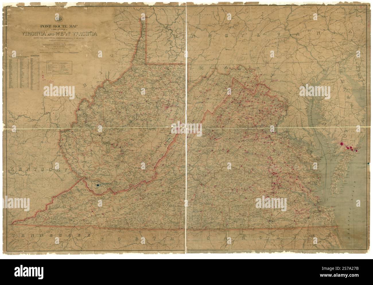 Post route map of the states of Virginia and West Virginia : showing ...