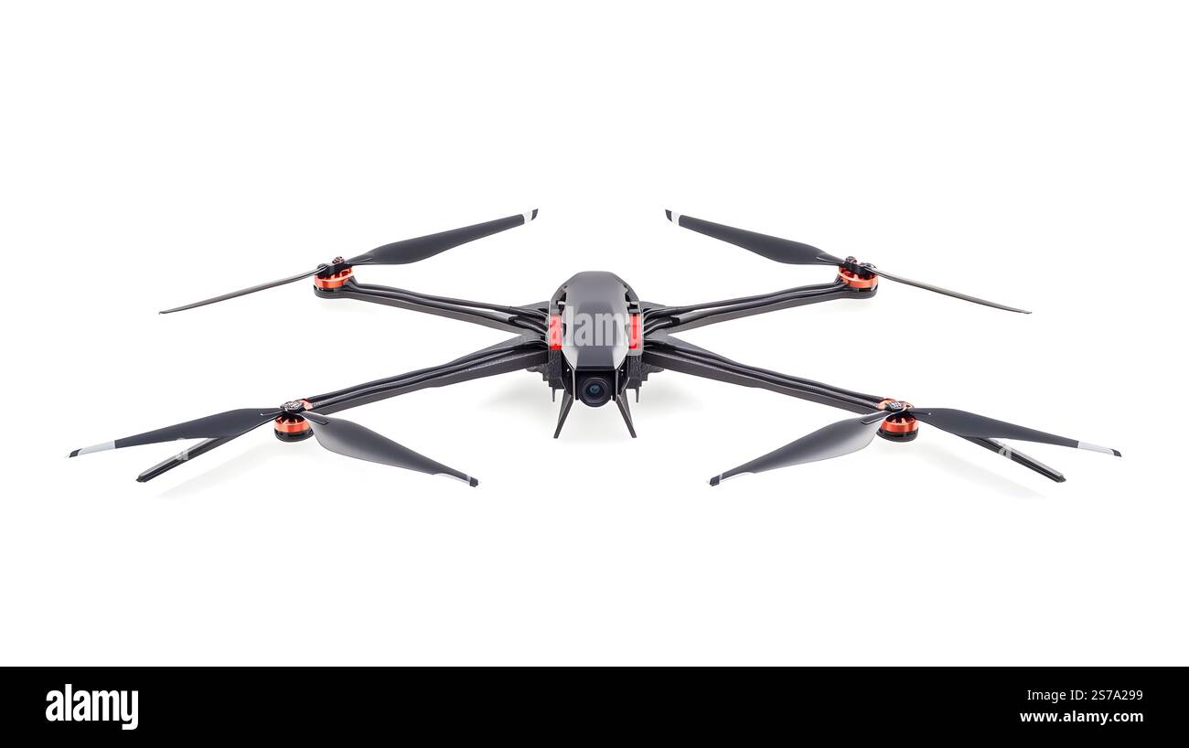 Sleek High-Tech Drone with Innovative Propeller Design Isolated on ...