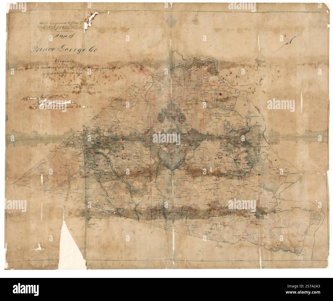 Map of Prince George Co., Virginia 1864 by Sommers S. L., Campbell ...