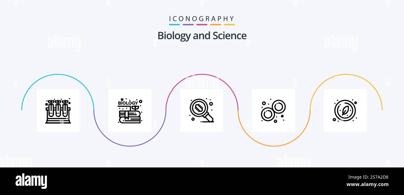 Biology Line 5 Icon Pack Including leaf. mitosis. bacteria. laboratory ...