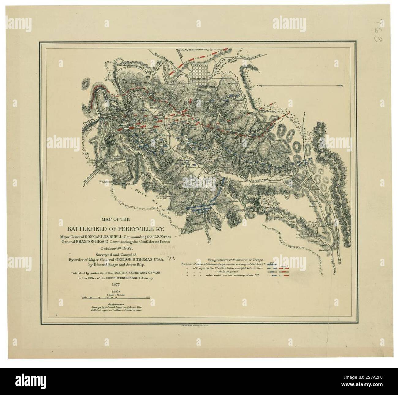 Map of the battlefield of Perryville, Ky. : Major General Don Carlos ...