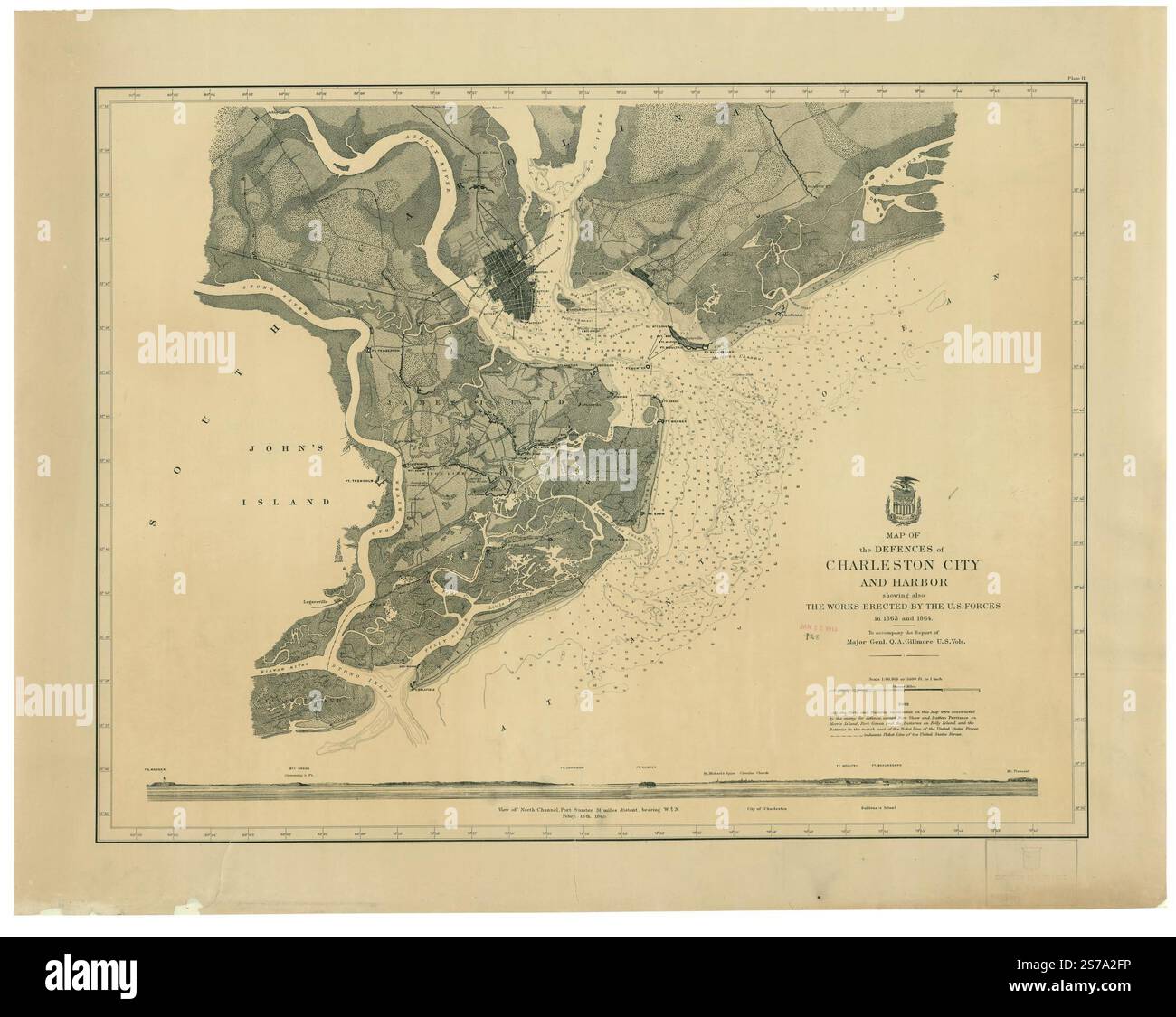 Map of the defences of Charleston city and harbor, showing also the ...
