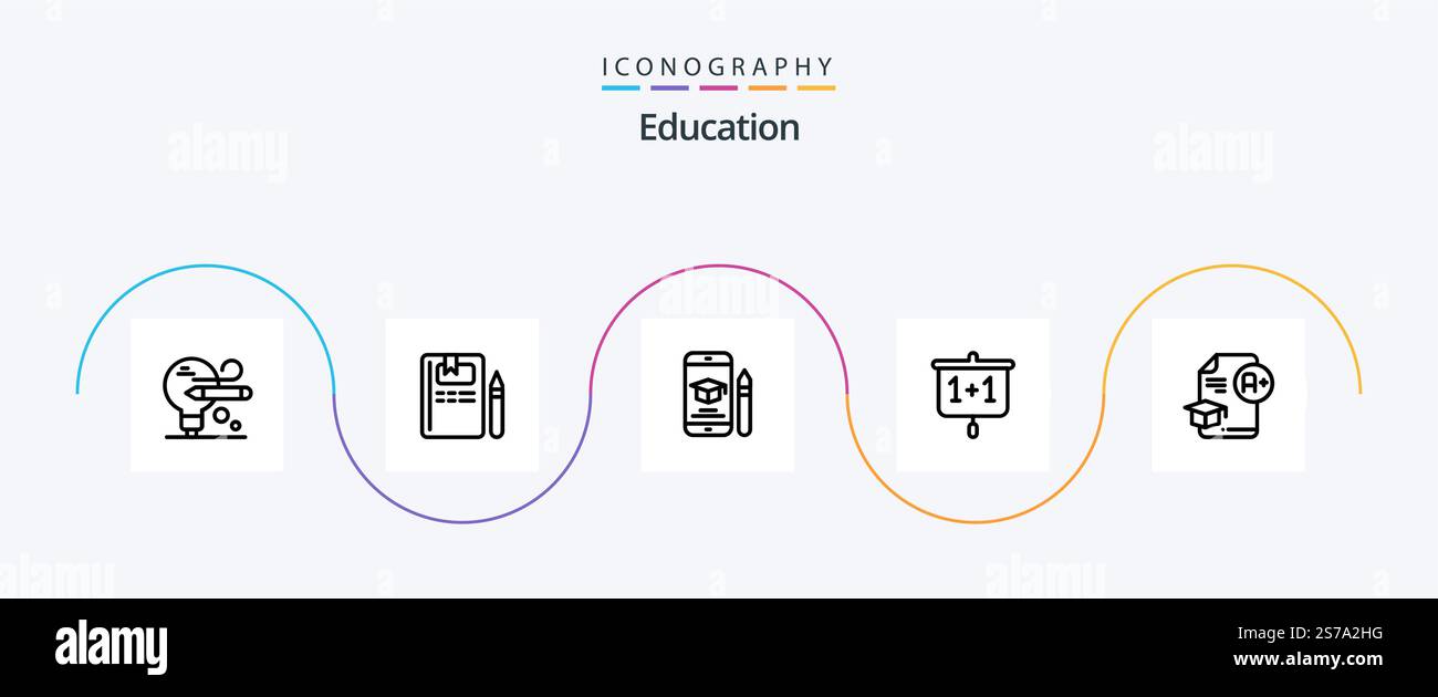 Education Line 5 Icon Pack Including cap. school. education ...