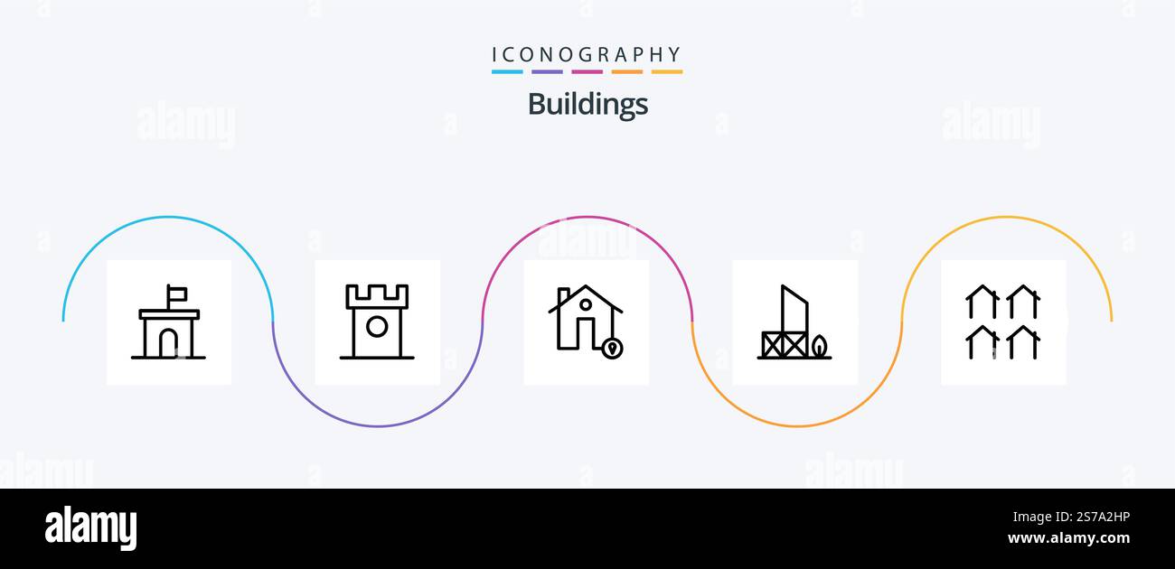 Buildings Line 5 Icon Pack Including lifeguard. baywatch. hills. map ...