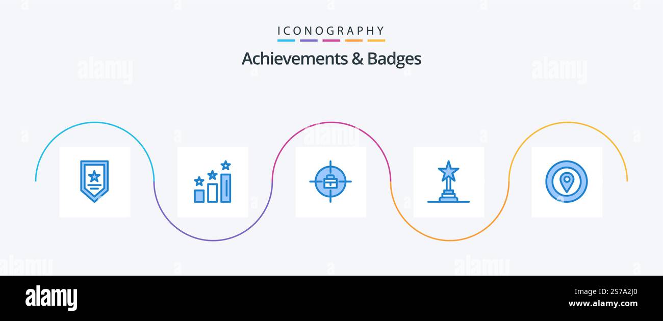 Achievements and Badges Blue 5 Icon Pack Including prize. location ...