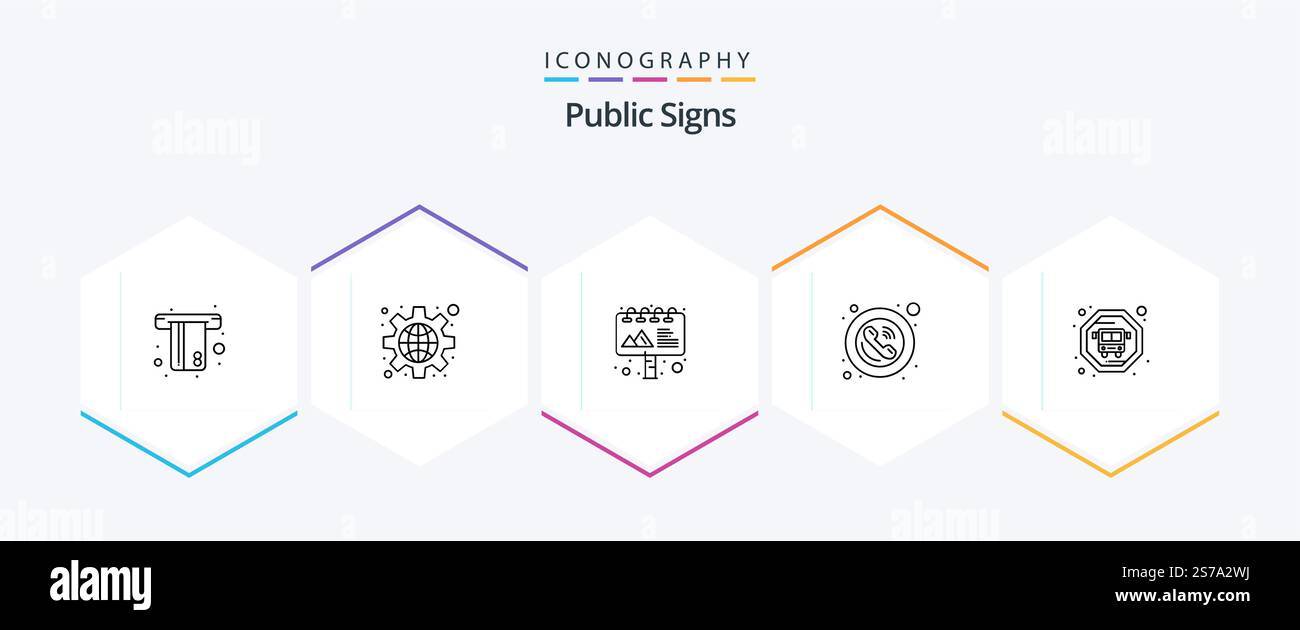 Public Signs 25 Line icon pack including public transit. telephone. ad ...