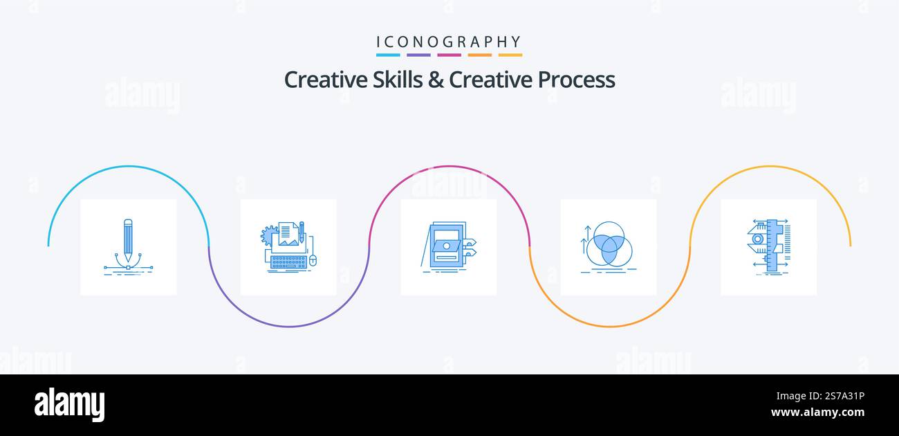 Creative Skills And Creative Process Blue 5 Icon Pack Including ...