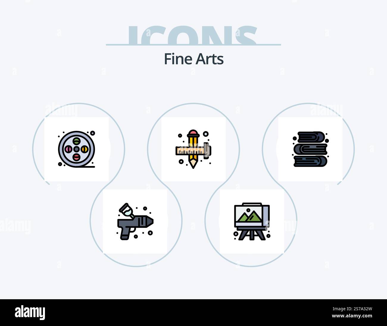 Fine Arts Line Filled Icon Pack 5 Icon Design. font. arts. pencil. art. paint Stock Vector Image ...