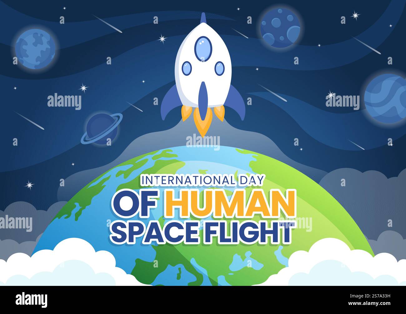 International Human Space Flight Day on April 12 Illustration with ...