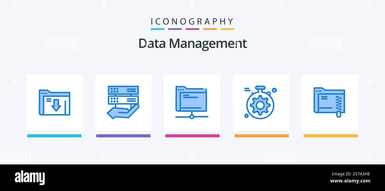 Data Management Blue 5 Icon Pack Including data. setting. data. gear ...