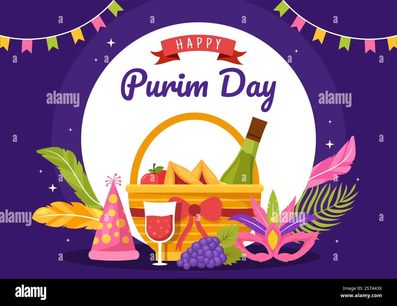 Happy Purim Illustration with Carnival Masks, Jewish Holiday and ...