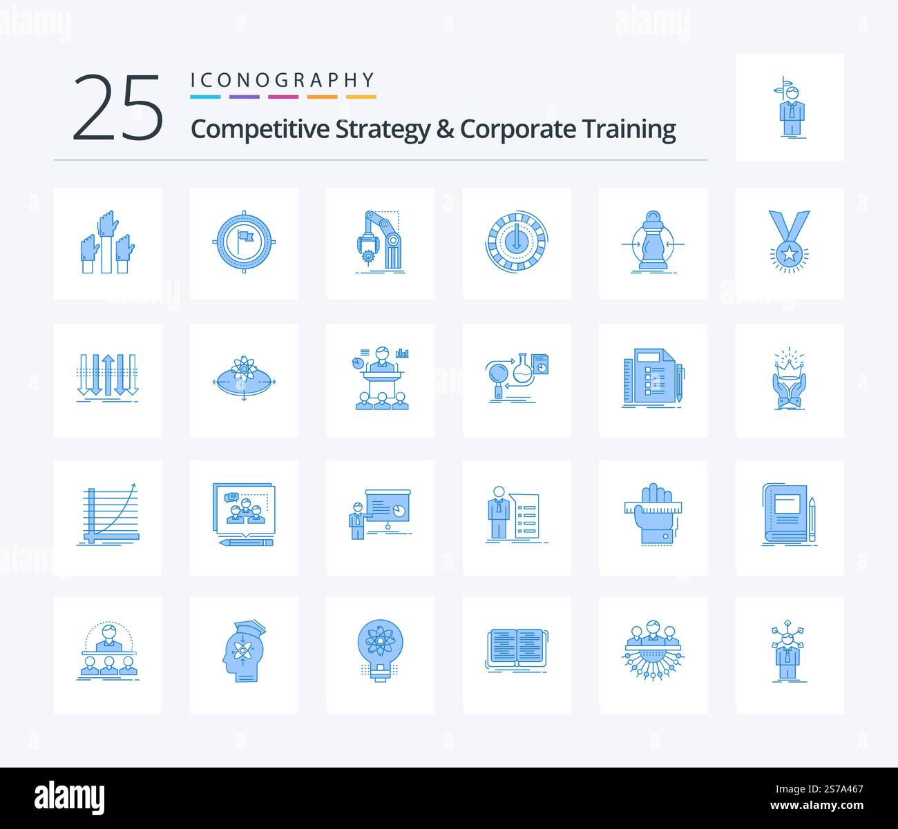 Competitive Strategy And Corporate Training 25 Blue Color icon pack ...