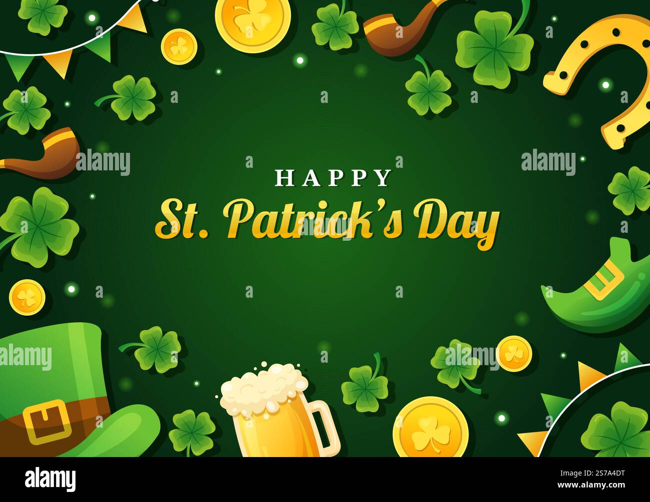 Happy St Patricks Day Illustration with Golden Coins, Green Hat, Beer ...