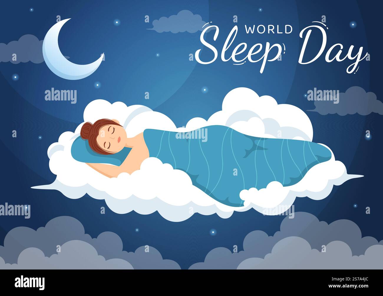 World Sleep Day on March 17 Illustration with People Sleeping and ...