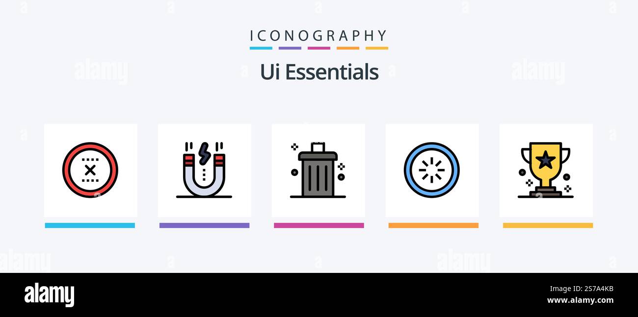 Ui Essentials Line Filled 5 Icon Pack Including documents. copy. interface. setting. gear ...