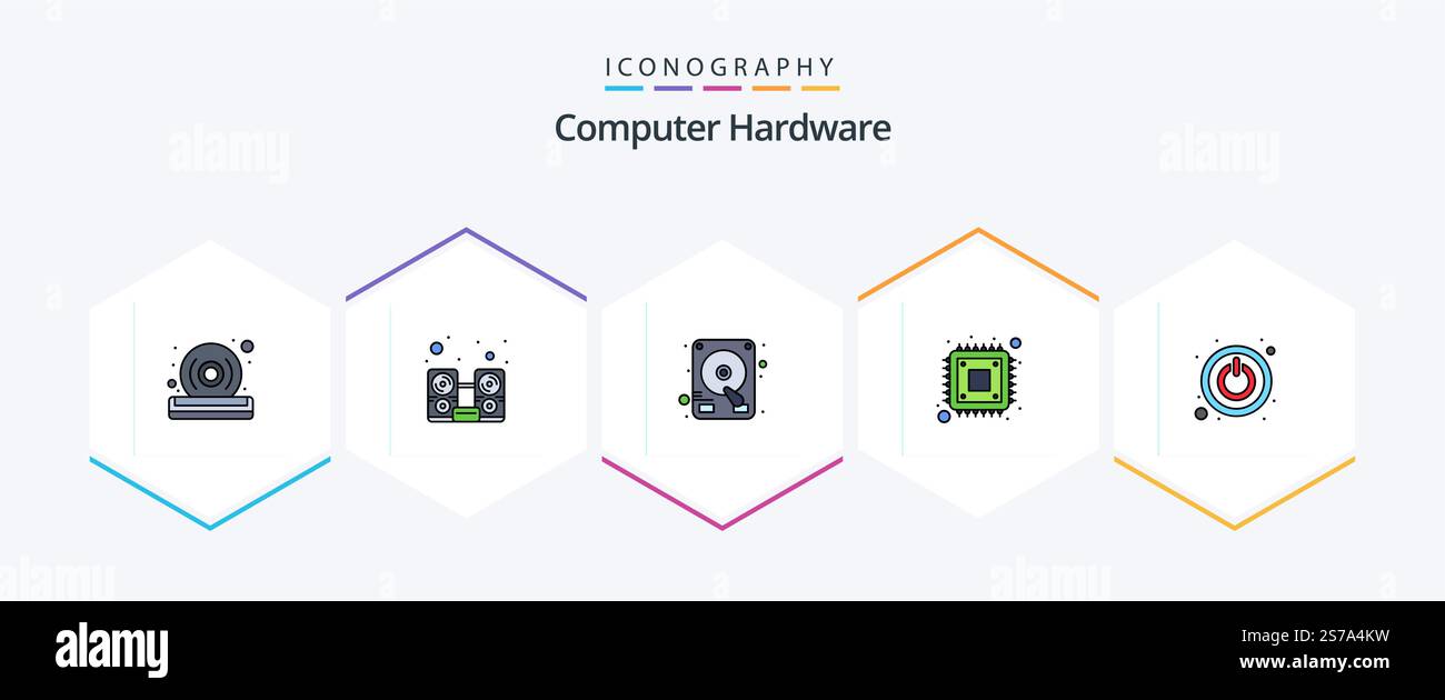 Computer Hardware 25 FilledLine icon pack including switch. power. disk ...