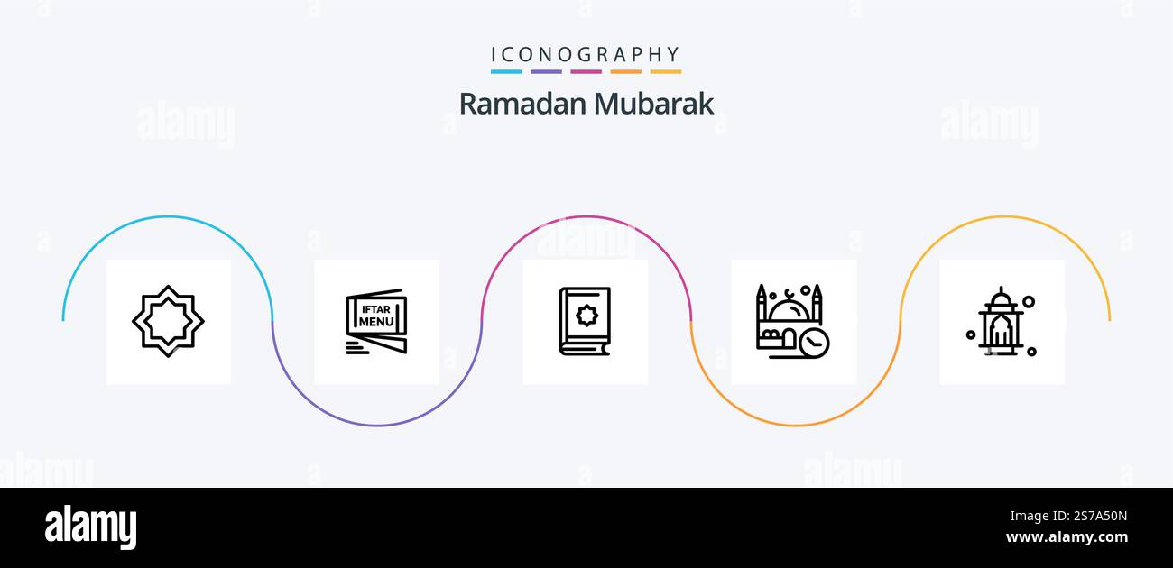 Ramadan Line 5 Icon Pack Including masjid. time. roza. star. islam ...