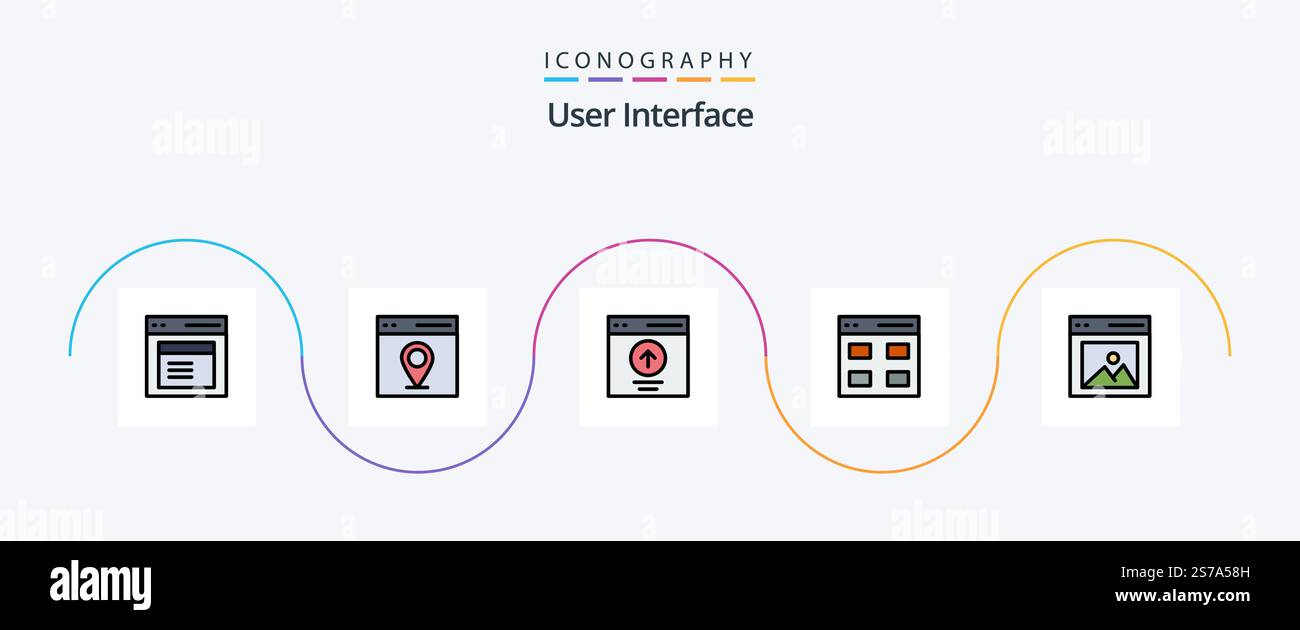 User Interface Line Filled Flat 5 Icon Pack Including interface. communication. user. user ...