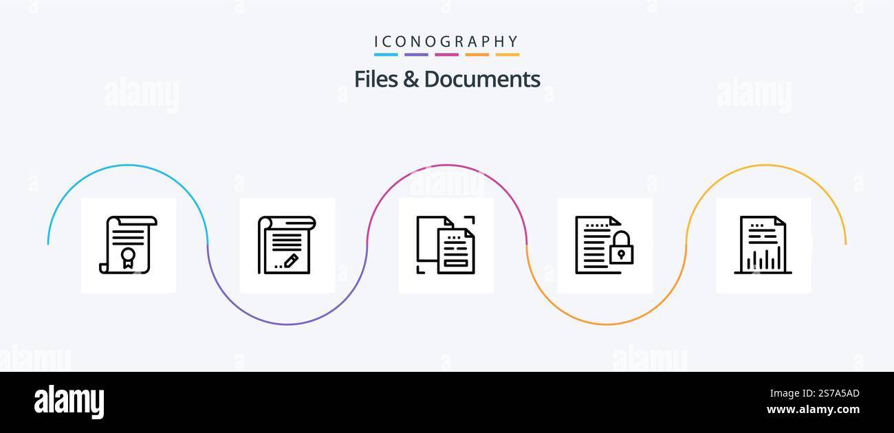 Files And Documents Line 5 Icon Pack Including file. data. note. duplicate. data Stock Vector ...