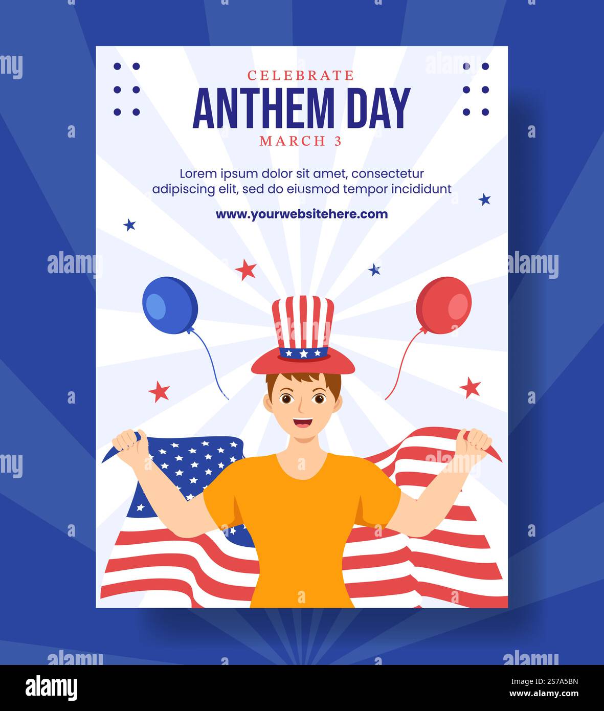 National Anthem Day Vertical Poster with United States of America Flag ...