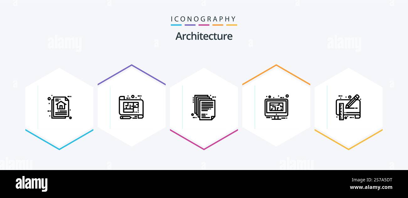 Architecture 25 Line icon pack including design. monitor. floor. paper ...