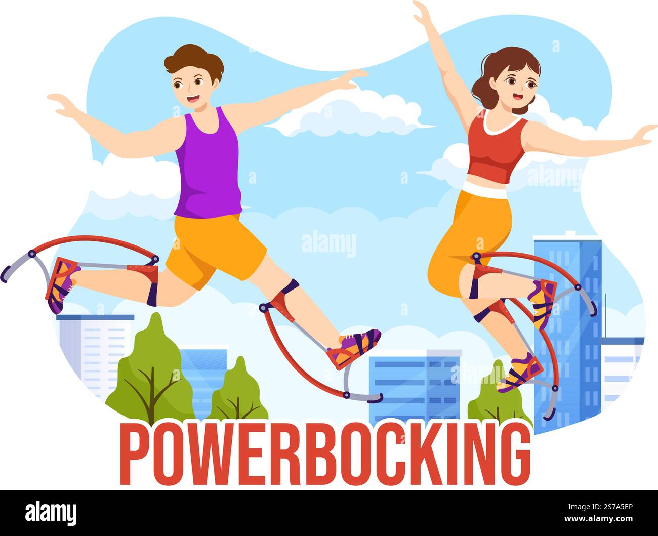 Powerbocking Sport Illustration with Jumping Boots for Web Banner or ...