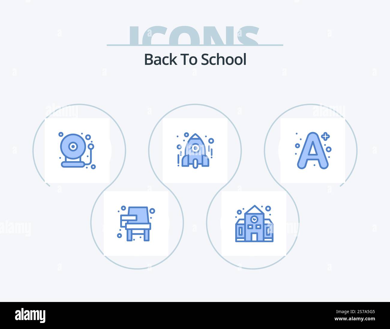 Back To School Blue Icon Pack 5 Icon Design. study. rocket. back to ...