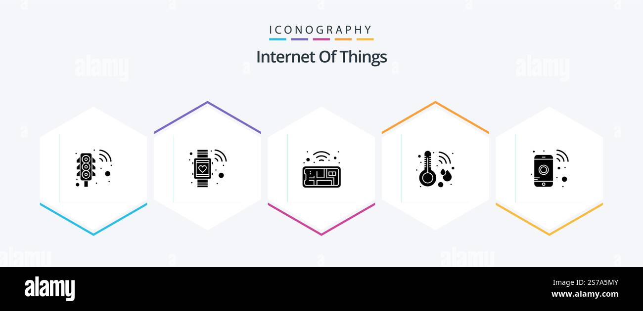 Internet Of Things 25 Glyph icon pack including smart phone. mobile. map. weather. temperature ...