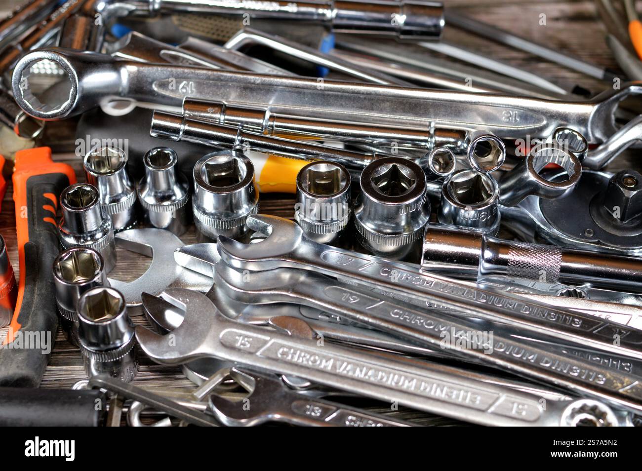 Various hand tools set, various tools like cable cutter, ring spanners ...