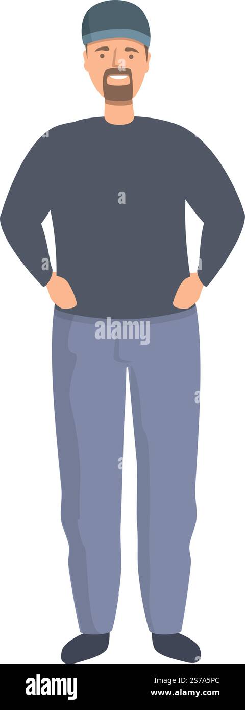 Happy trucker icon cartoon vector. Driver cap. Truck cargo. Happy ...