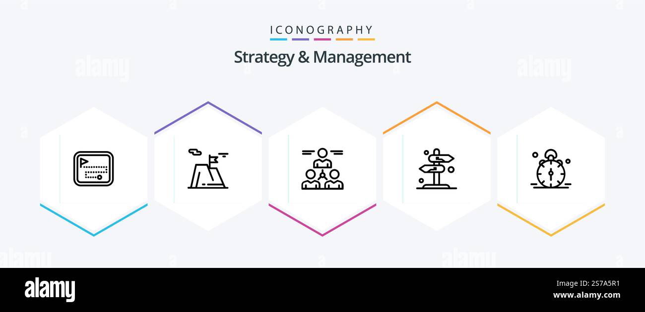 Strategy And Management 25 Line icon pack including checkmark ...