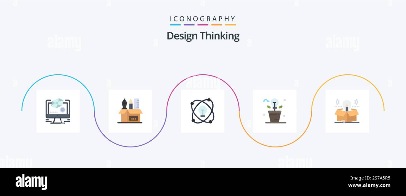 Design Thinking Flat 5 Icon Pack Including idea. brainstorm. scale ...