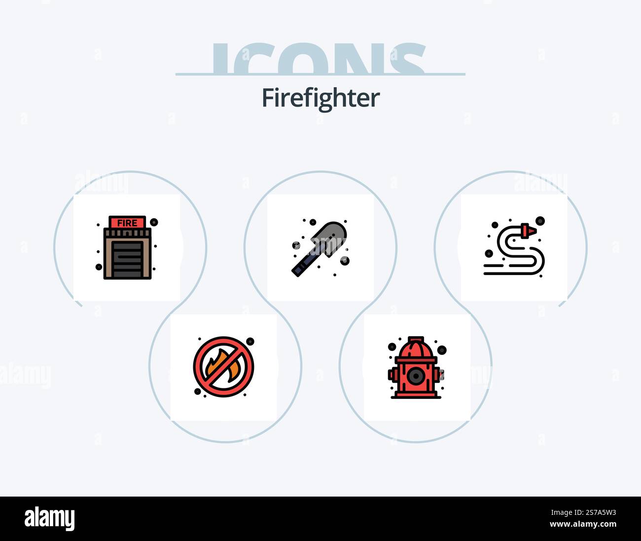 Firefighter Line Filled Icon Pack 5 Icon Design. firefighter. emergency ...