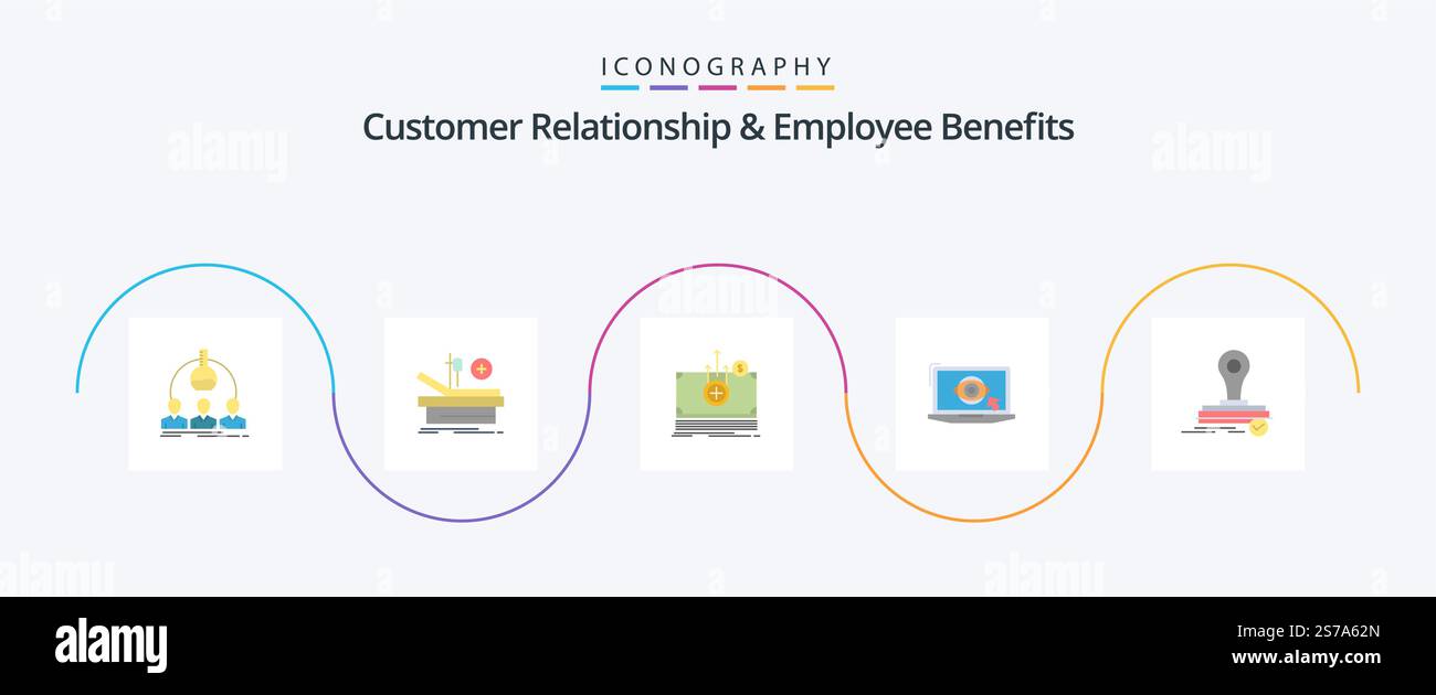 Customer Relationship And Employee Benefits Flat 5 Icon Pack Including ...