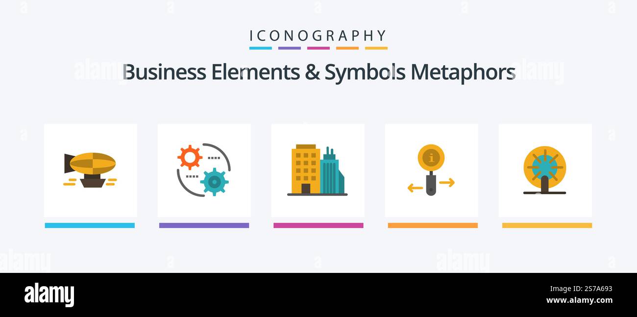 Business Elements And Symbols Metaphors Flat 5 Icon Pack Including ...